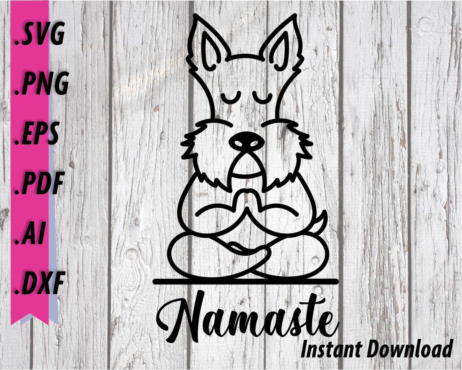 Namaste SVG DXF Simplistic Line Art Scotty Yoga Single Line | Etsy