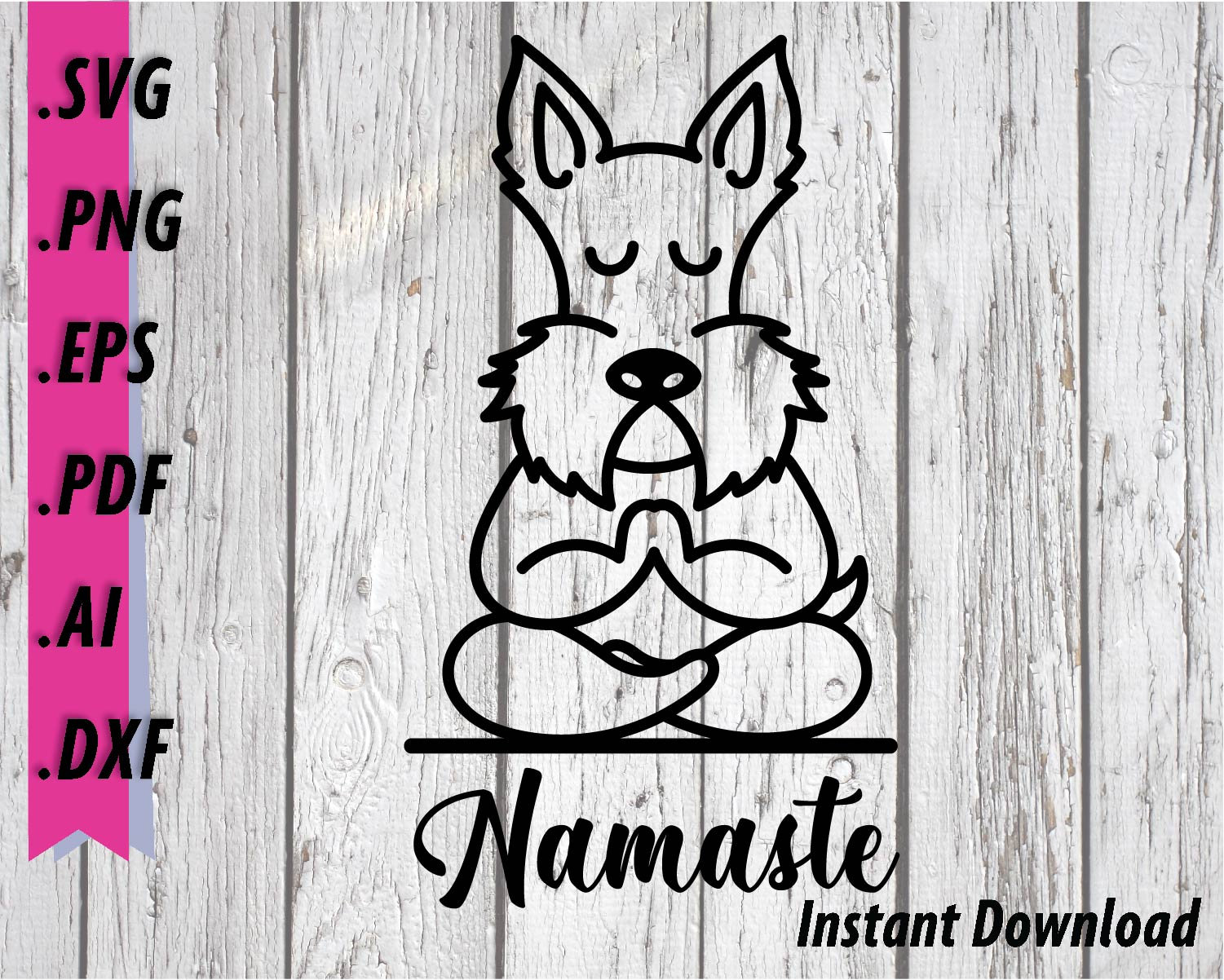Namaste SVG DXF Simplistic Line Art Scotty Yoga Single Line | Etsy