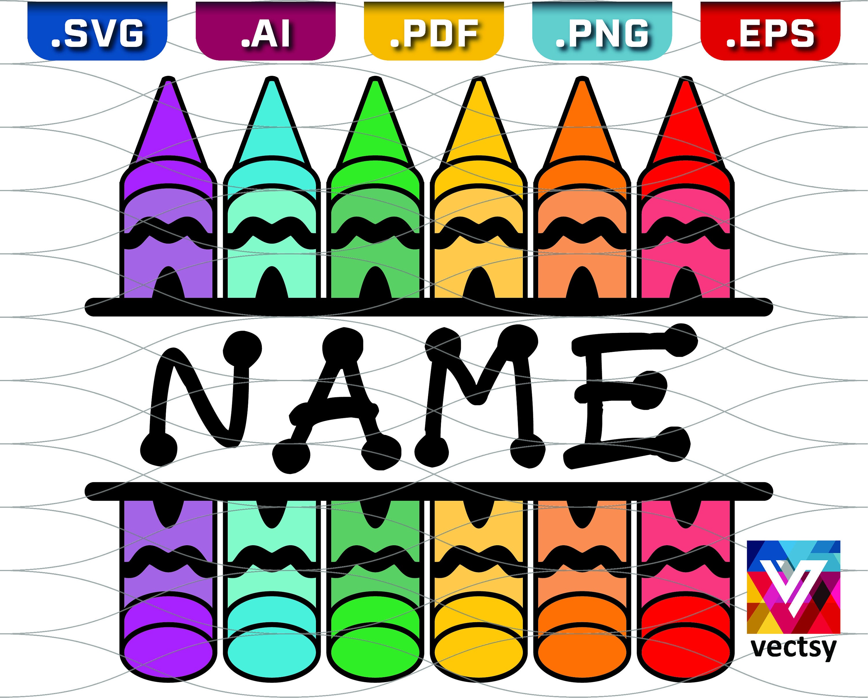 Crayon monogram SVG Coloring Crayons Teacher Clipart | Etsy