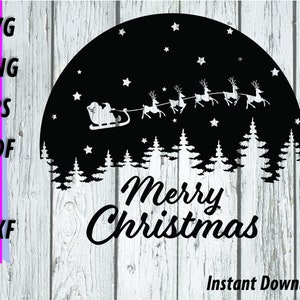 Deer Snow Scene Svg, Santa and Reindeer Svg, Shadow Box Svg, Christmas ...