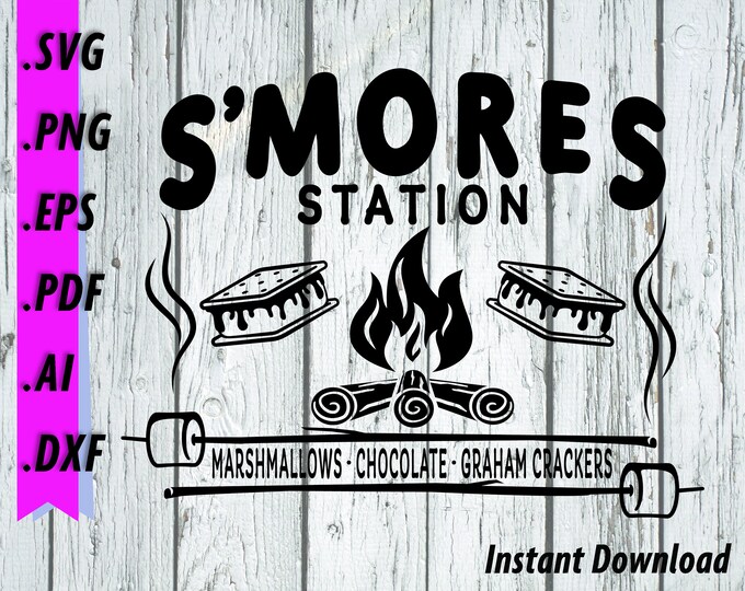 S'mores Station SVG - Smores Bonfire and Marshmallow Clipart for ...