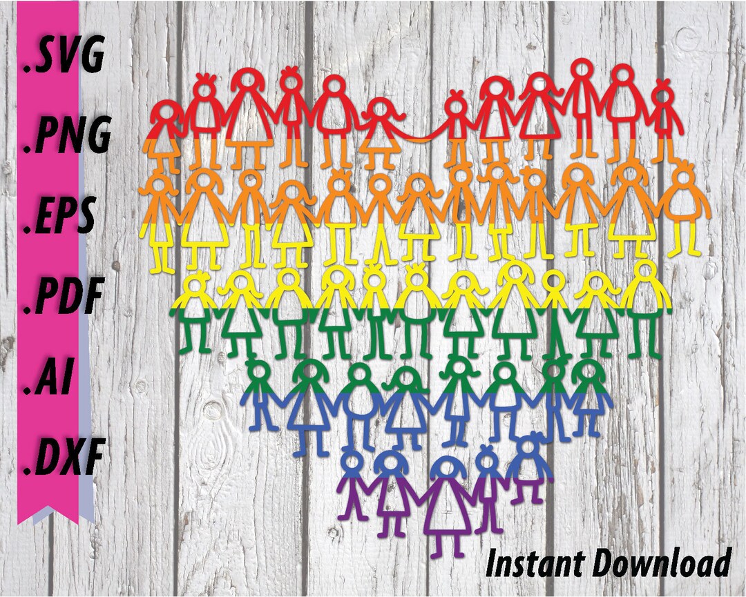 Pride SVG Stick People Herz Love LGBTQ Stolz Herz Clipart Lesbisch Gay ...