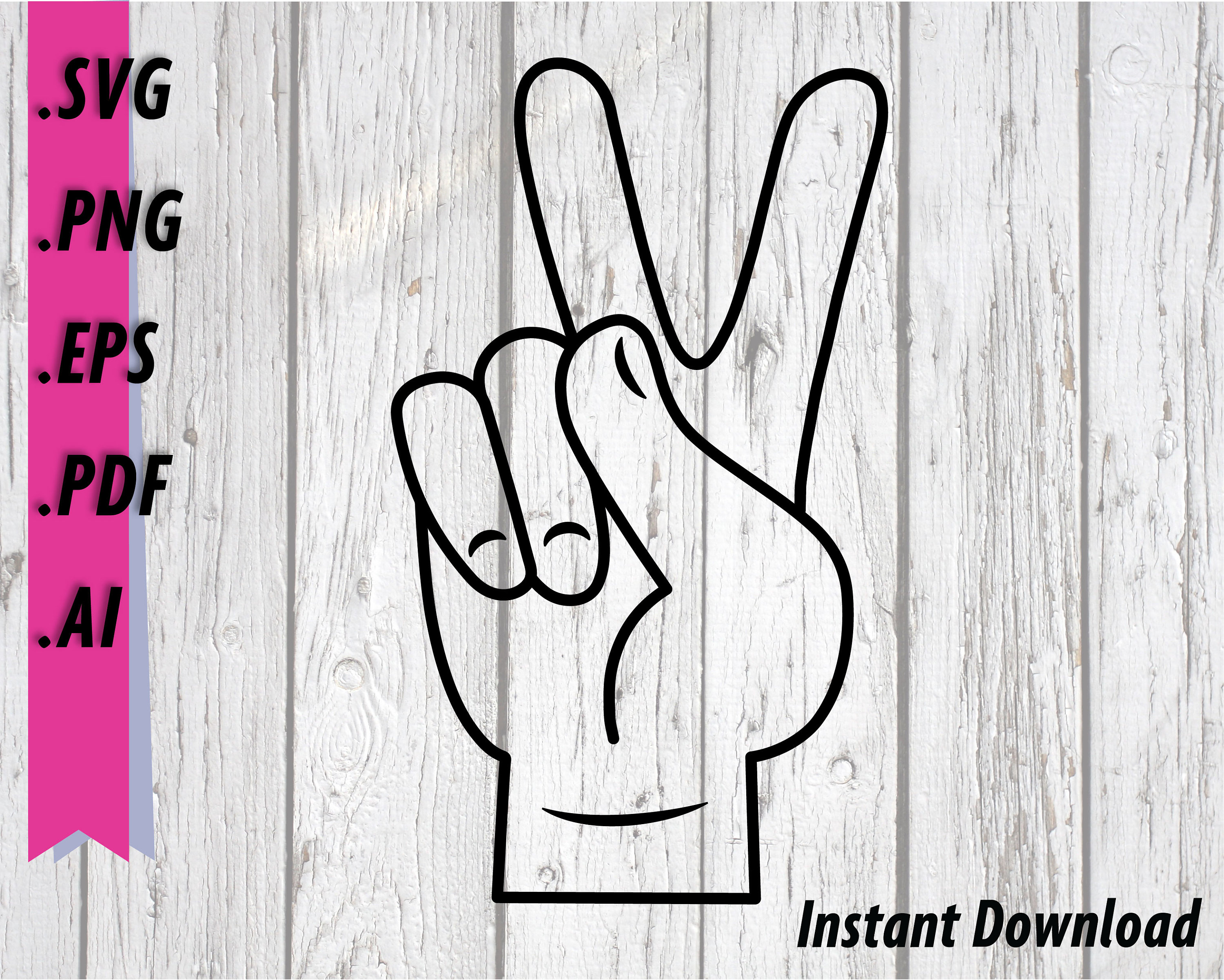 Peace Svg, Peace Hand Clipart 2 Finger Peace, Deuces Digital Download ...