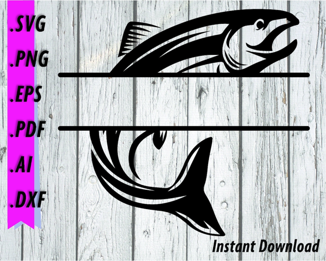 Salmon SVG - Fish Monogram - Fishing Name Plate - Pink Sockeye Chinook ...