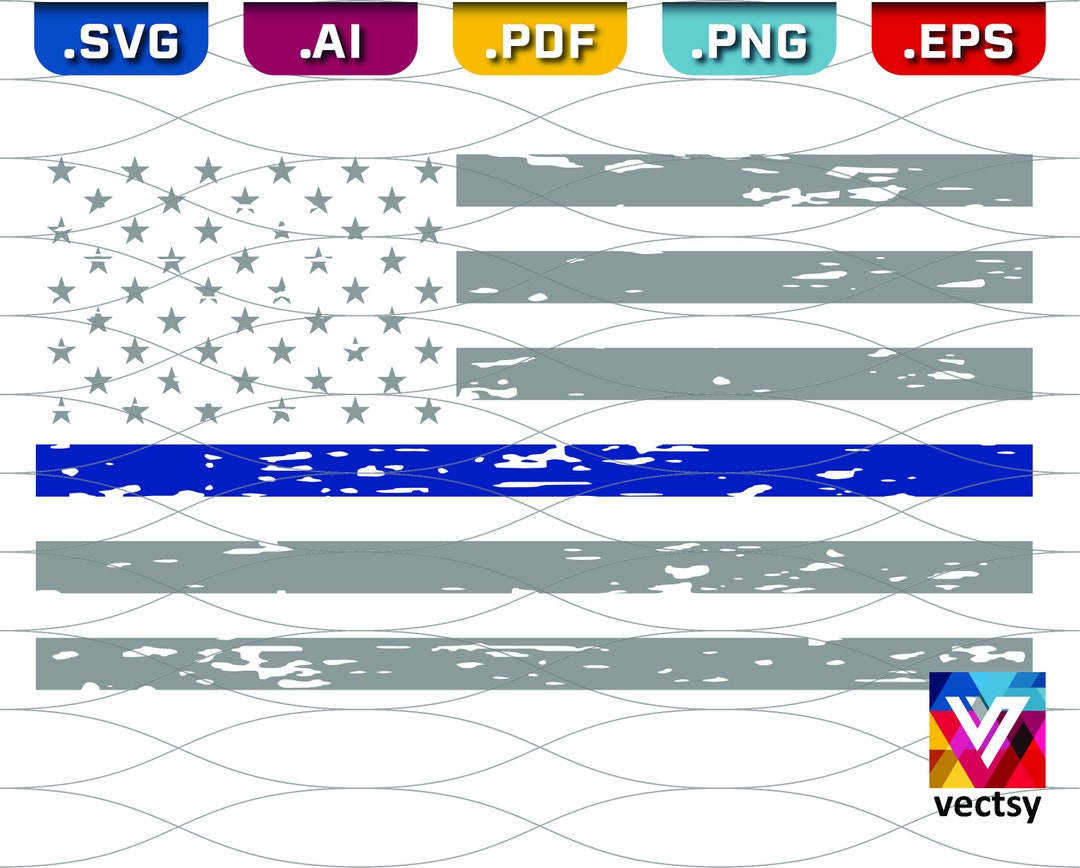 Distressed Flag SVG - Thin Blue Line Clipart - Police Lives Matter - Etsy