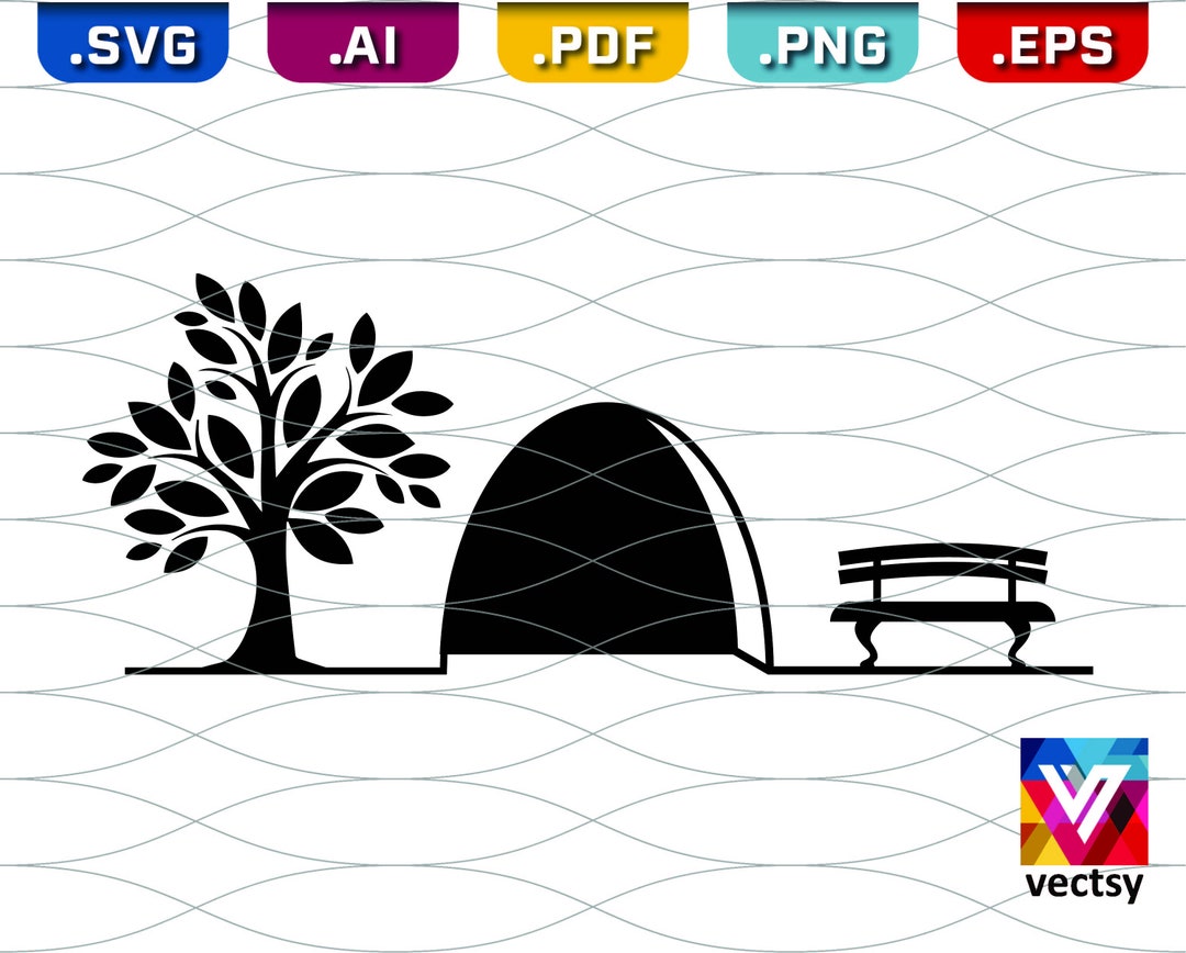 Diy Mouse House SVG - Wall Decoration, Mouse Home With Tree and Bench ...