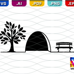 Diy Mouse House SVG - Wall Decoration, Mouse Home With Tree and Bench ...