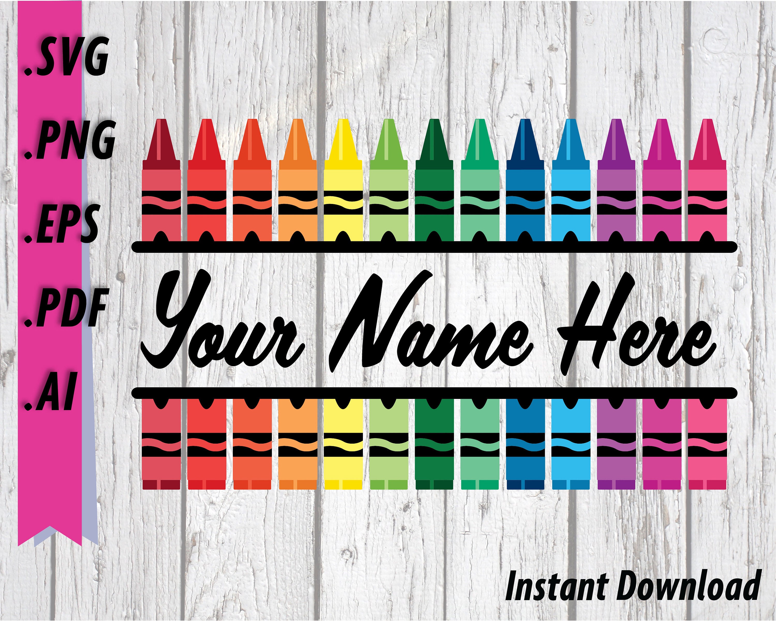 Crayon Monogram SVG Back to School Clipart for Cutting - Etsy