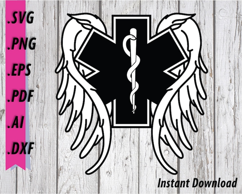 Paramedic EMS Svg With Wings - Star of Life Monogram - Medic SVG - Png ...