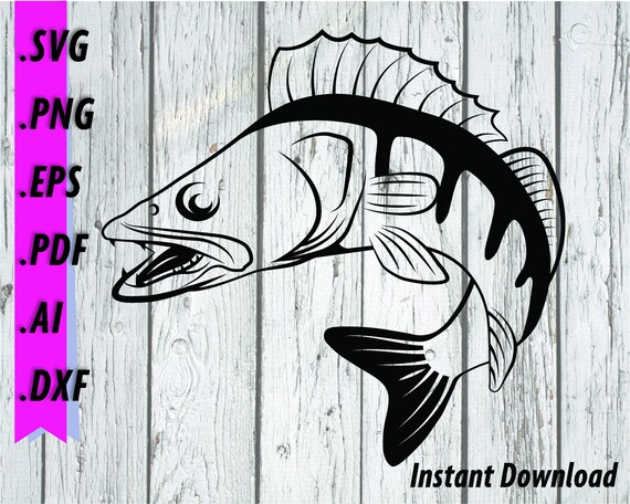 Walleye Fishing SVG Clipart Walleye Fish Fisherman | Etsy