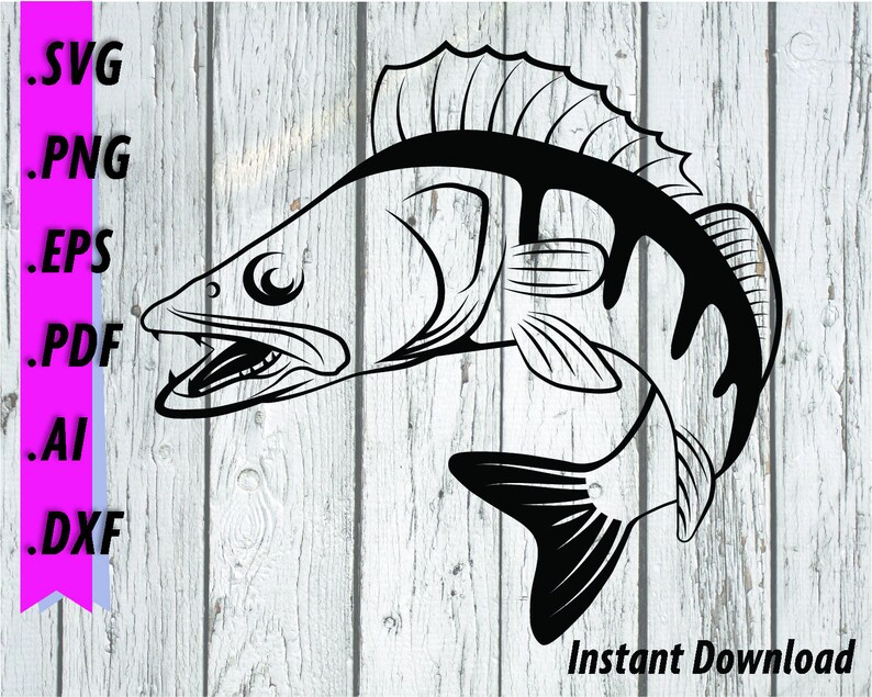 Walleye Fishing SVG - Clipart - Walleye Fish, Fisherman, Saugeye, DXF ...