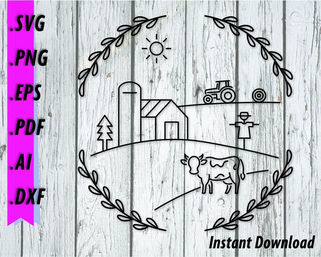 Farm SVG Farming Tractor Pasture Livestock Cow Simplistic - Etsy