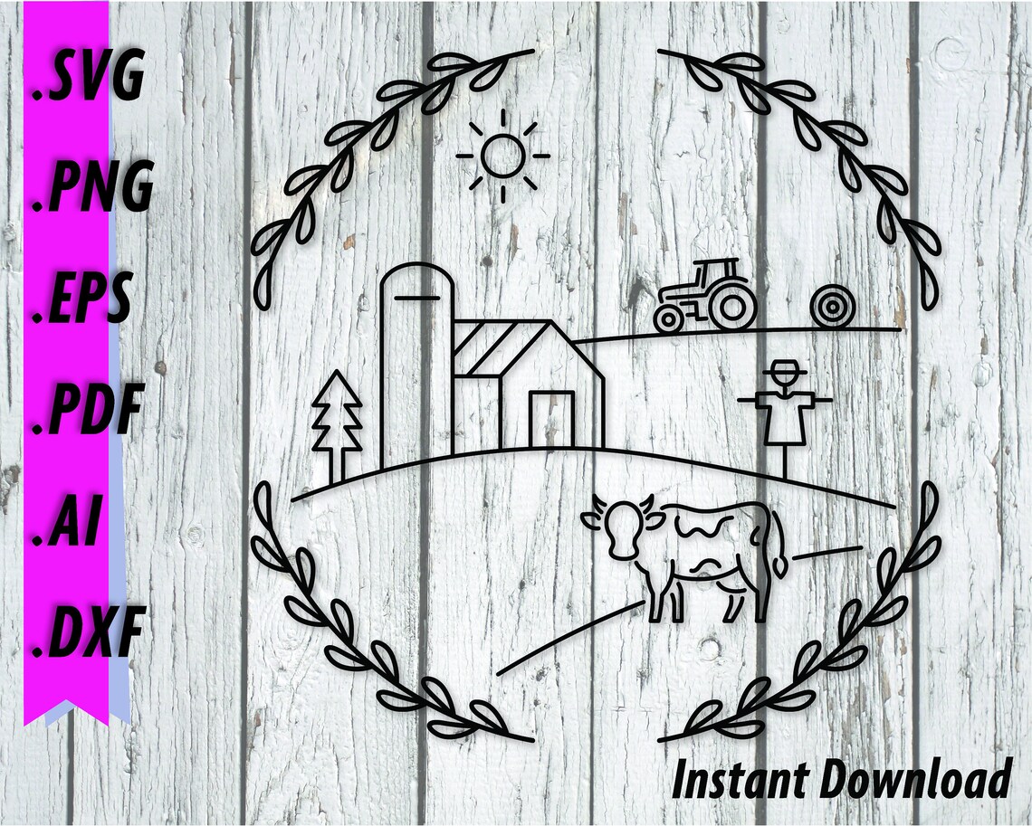 Farm SVG Farming Tractor Pasture Livestock Cow Simplistic - Etsy