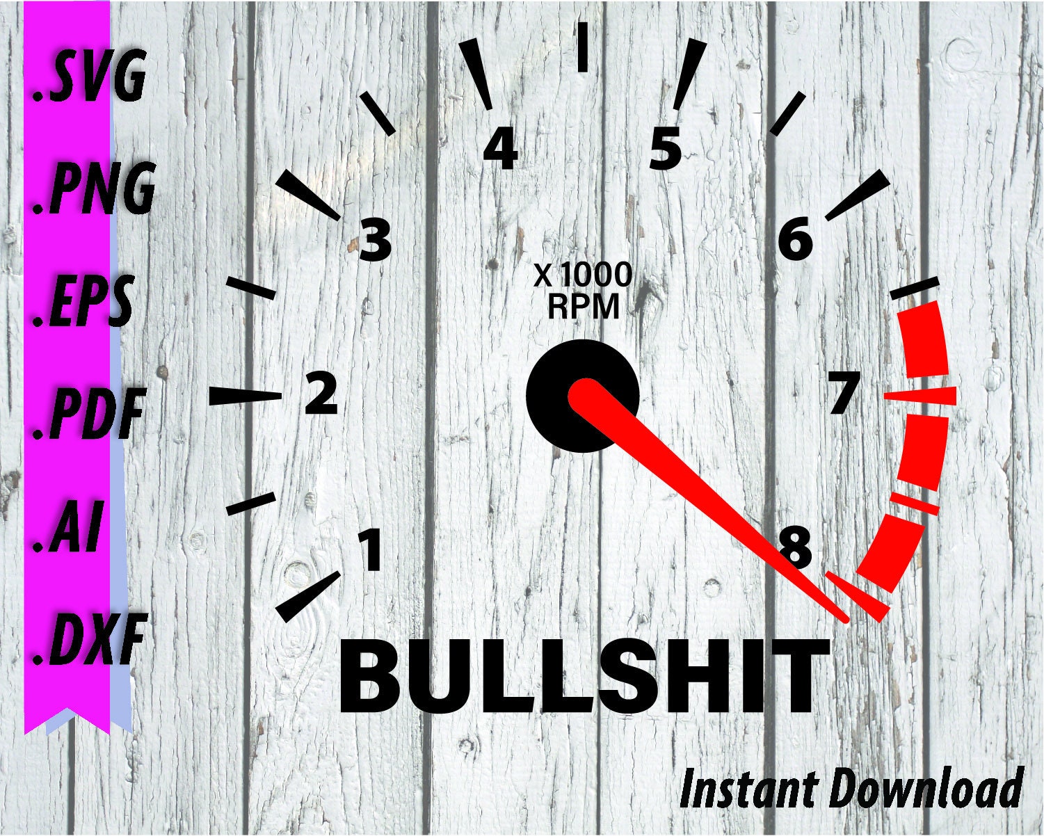 Bullshit Meter SVG Mature Clipart Tachometer Bull Shit - Etsy UK