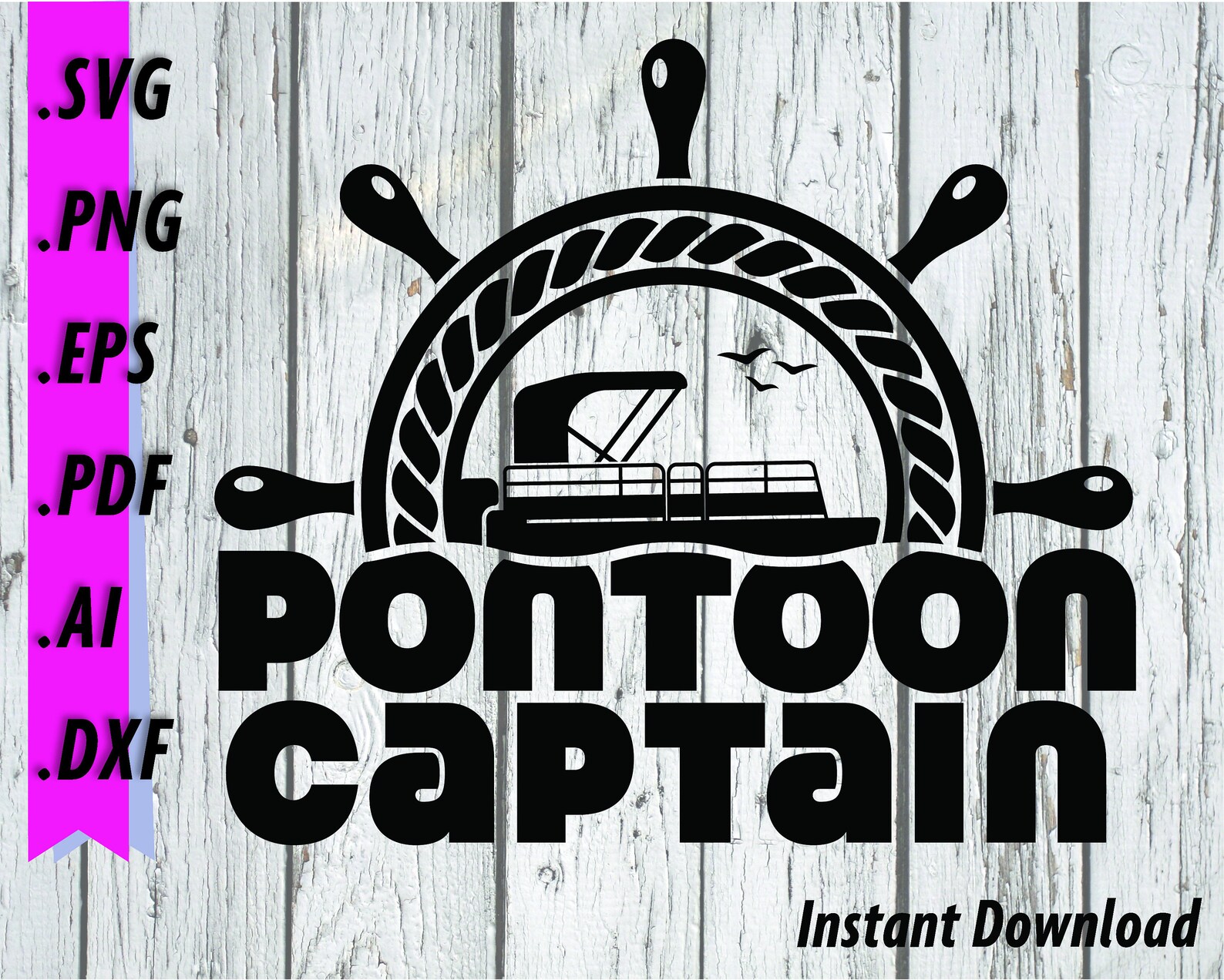 Pontoon Captain SVG Pontoon Clipart Boat Wheel Island - Etsy