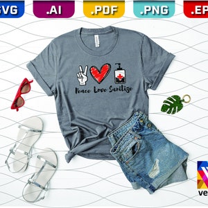 Peace Love Sanitize Svg, Quarantine Social Distance, Pandemic Digital ...