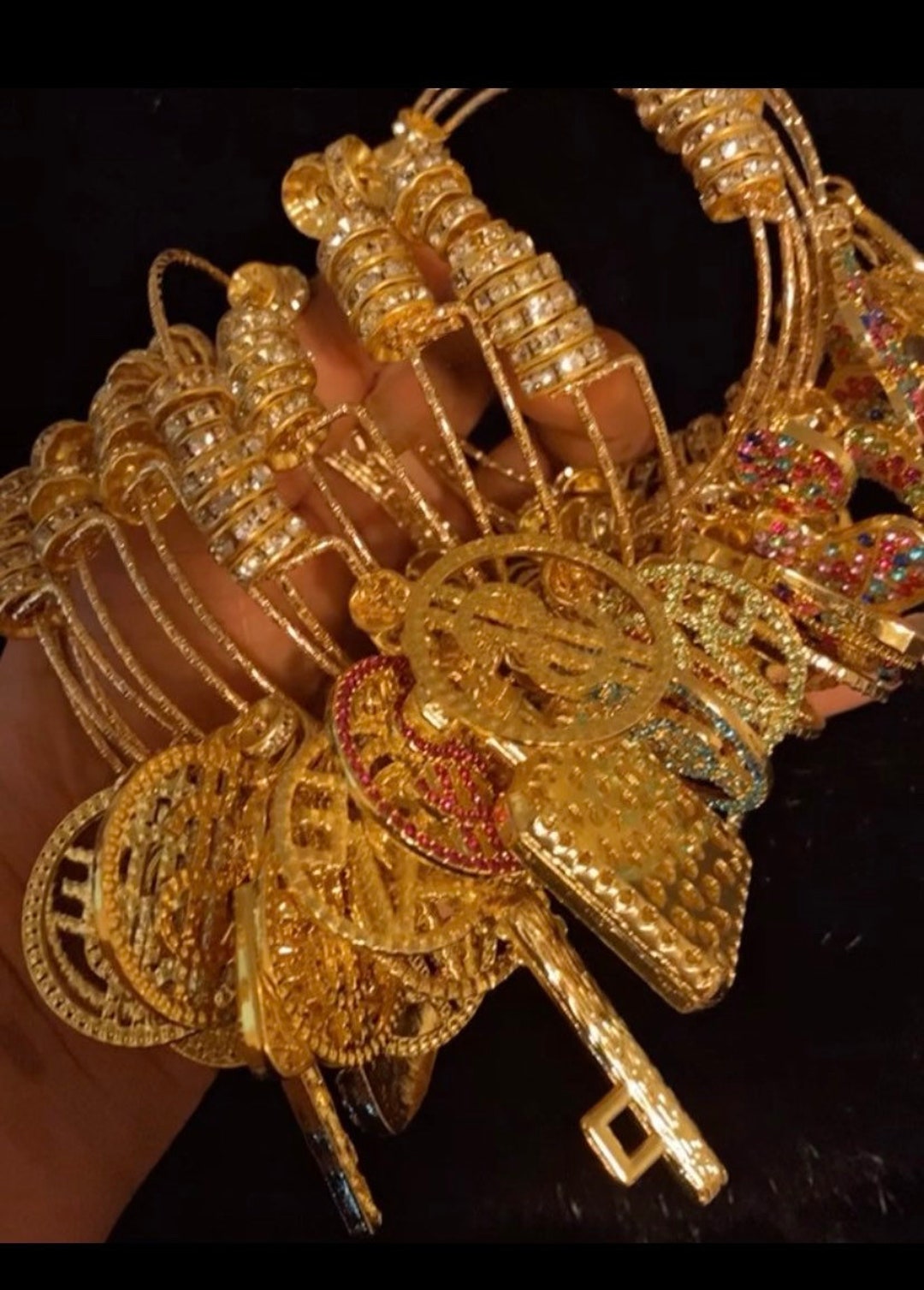 18K GOLD FILLED Charm Bangle Luxury Charm Bangles - Etsy