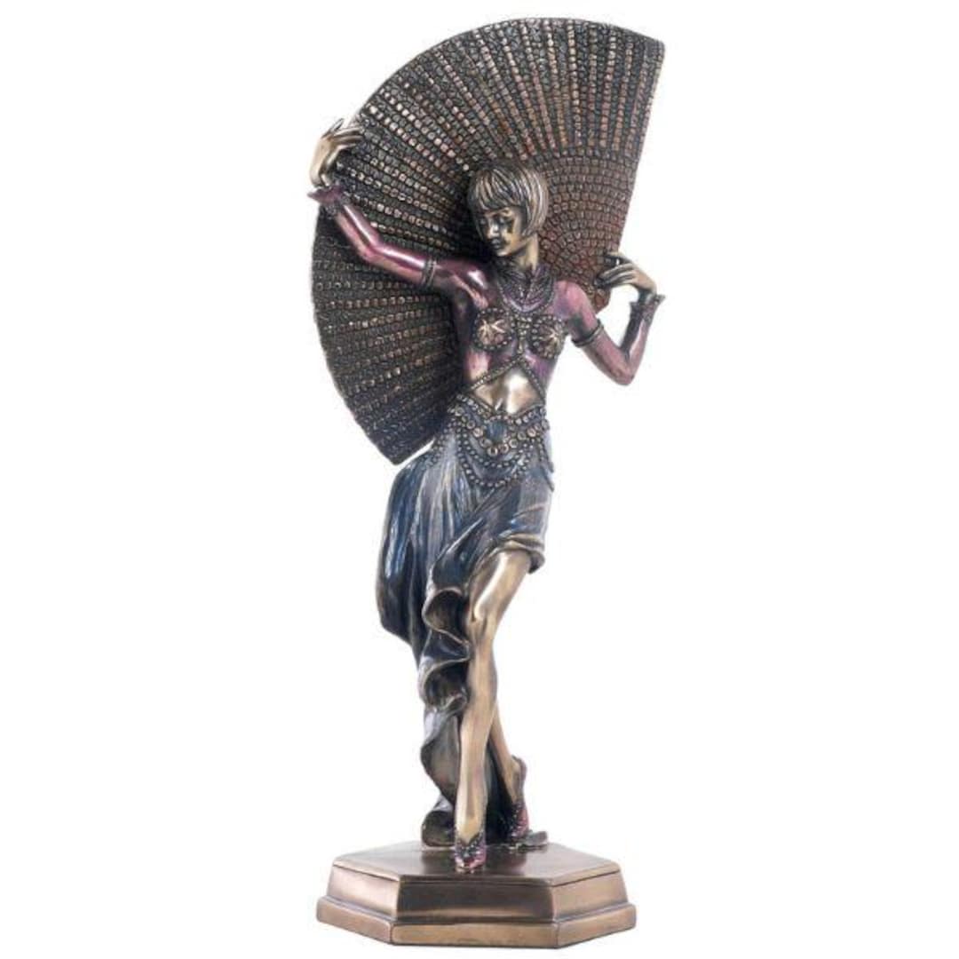 Art Deco Lady With Fan Veronese Bronze Statue - Etsy