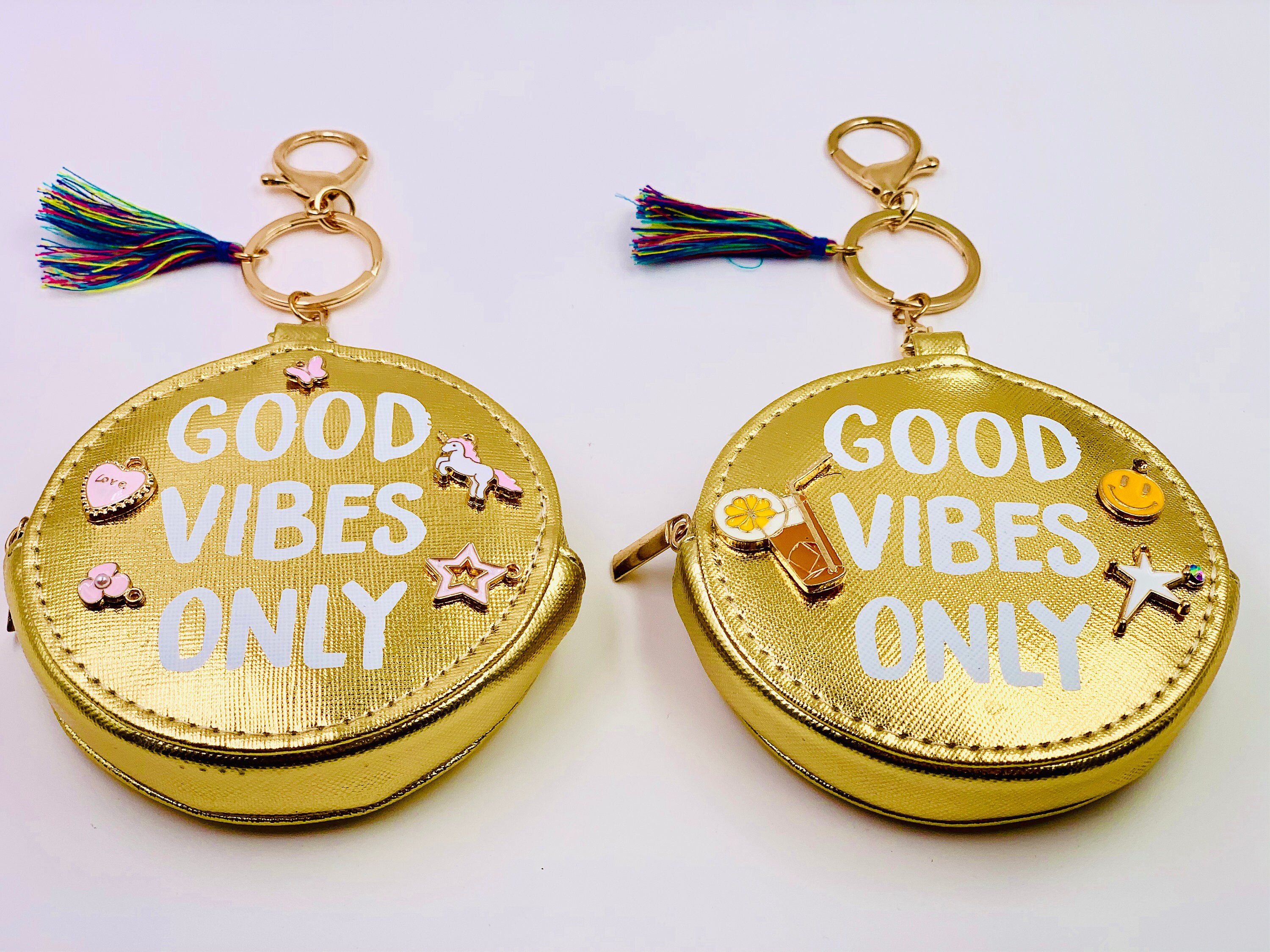 Good Vibes Only Gold Coin Purse with Cute Metal Charms Gold | Etsy