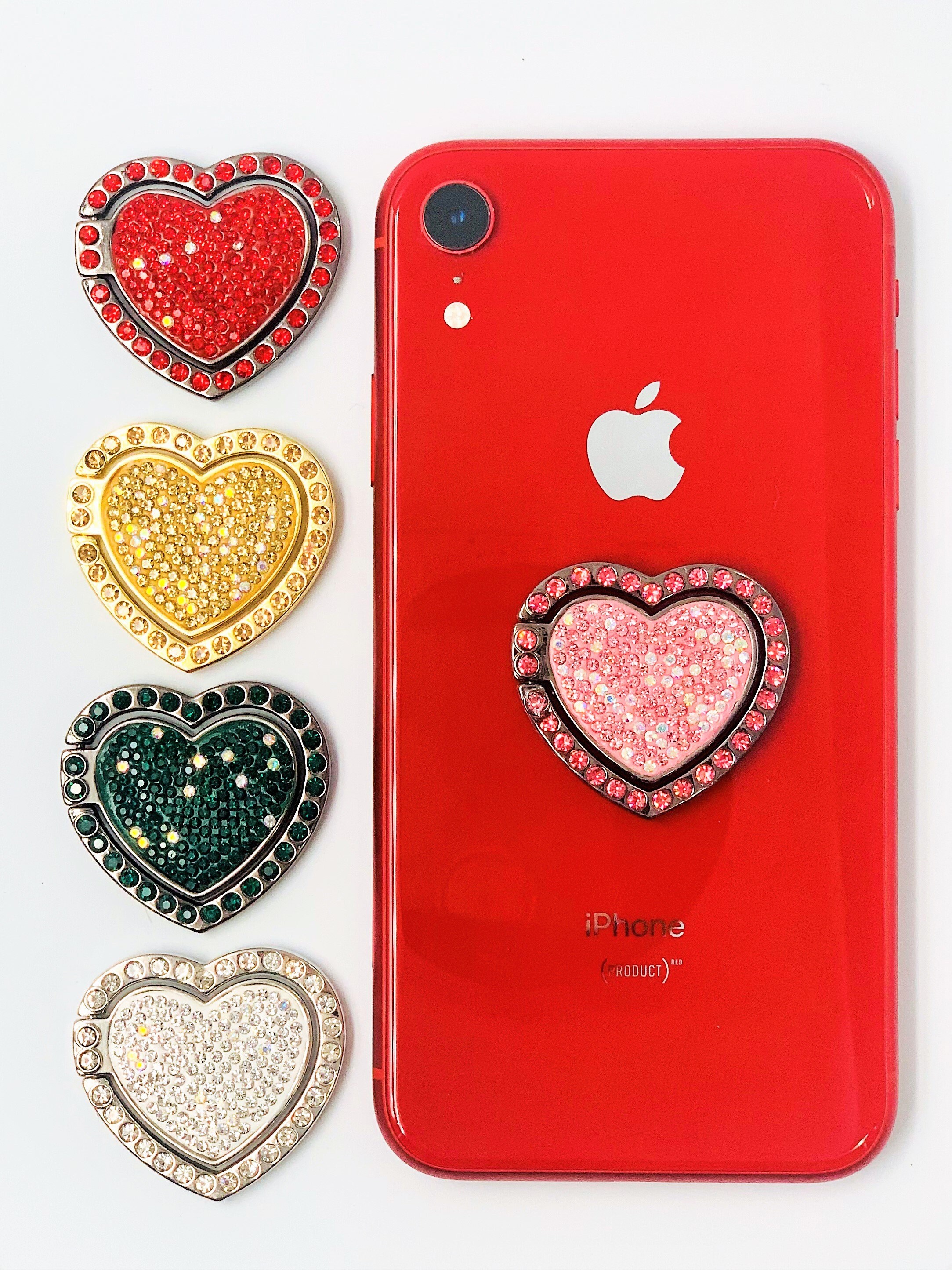 Heart Shaped Cellphone Ring Holder with Full Fine Rhinestones | Etsy