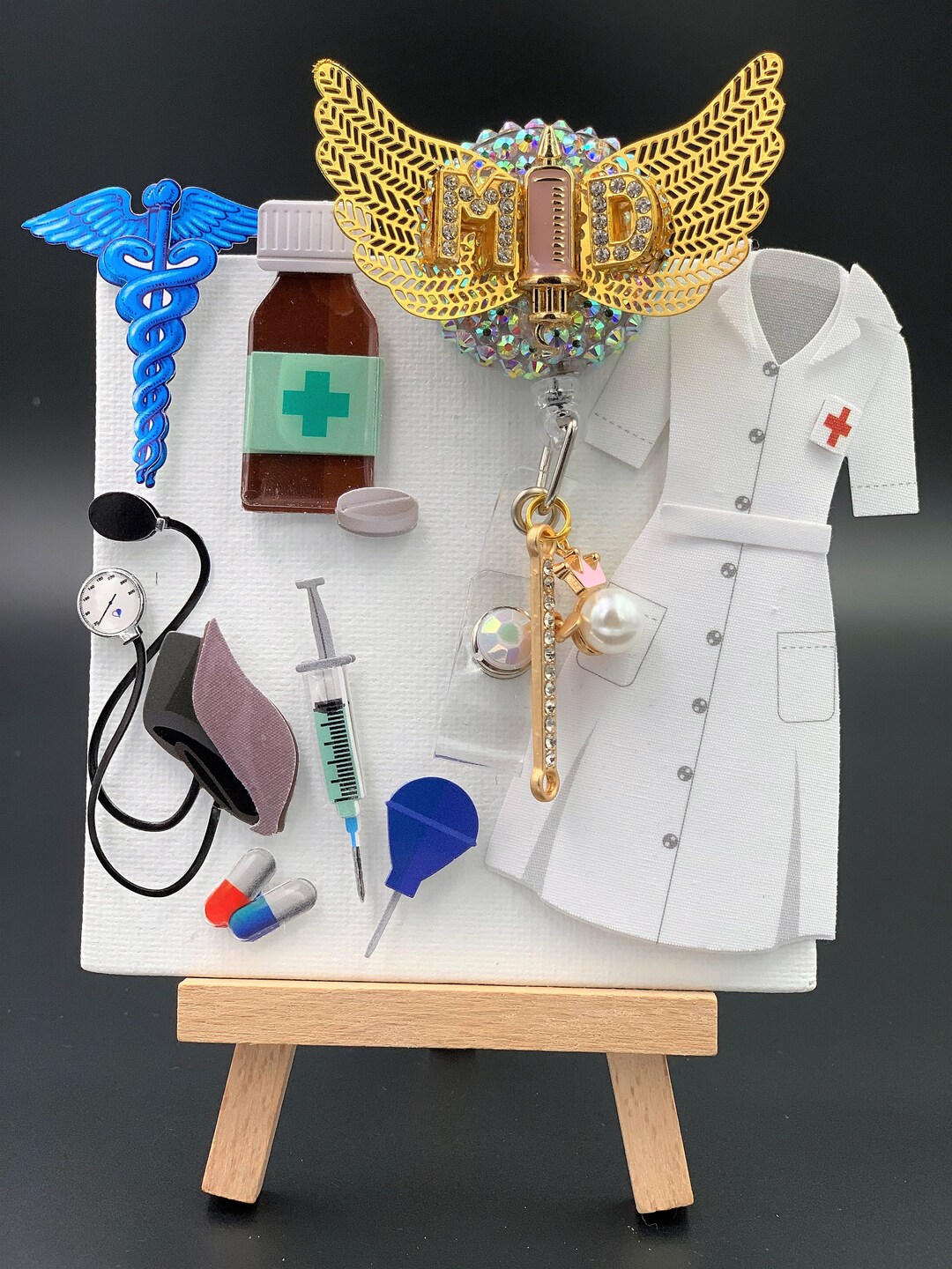 Angel Wings Badge, MD Badge Holder, Injection Charm, Retractable Badge ...