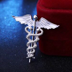 Vintage Enamel Caduceus Charm, Caduceus Brooch, Caduceus Pin, Caduceus ...