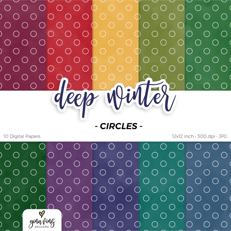 Deep Winter Circles Digital Paper Pack Jewel-tone Seamless Repeat ...