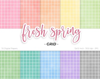 Fresh Spring Buffalo Check Digital Paper Pack Pastel Seamless Repeat ...