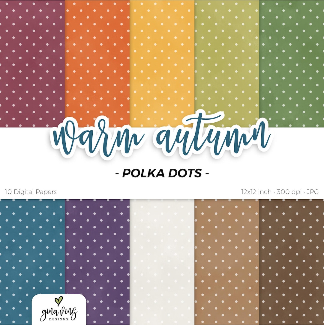 Warm Autumn Polka Dots Digital Paper Pack Fall Seamless Repeat Pattern ...