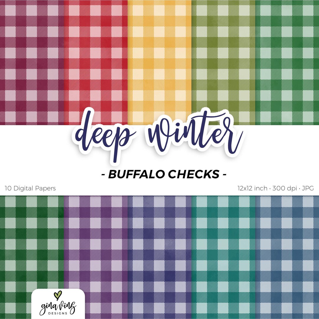 Deep Winter Buffalo Check Digital Paper Pack Jewel-tone Seamless Repeat ...