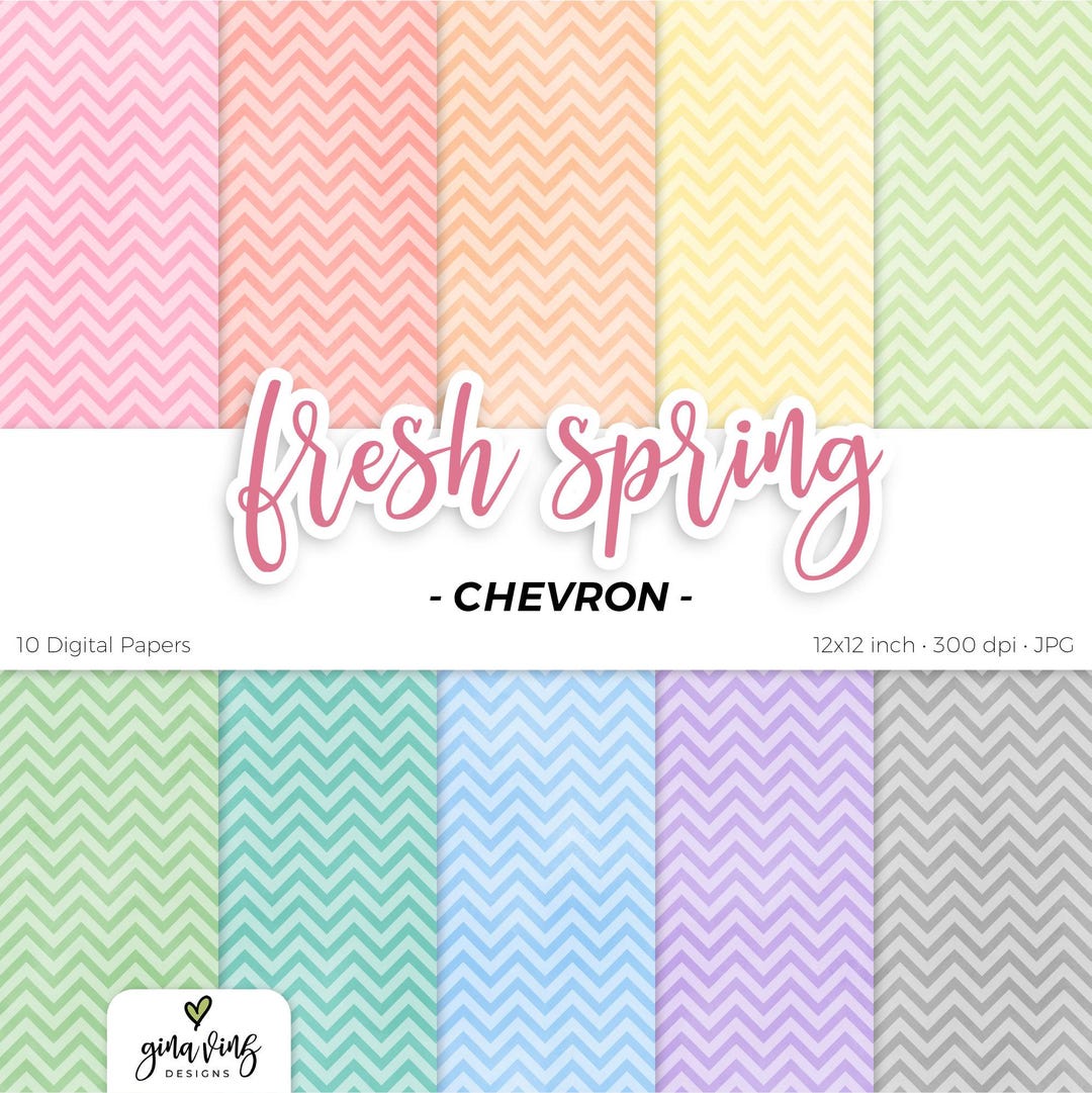 Fresh Spring Chevron Digital Paper Pack Pastel Seamless Repeat Pattern ...