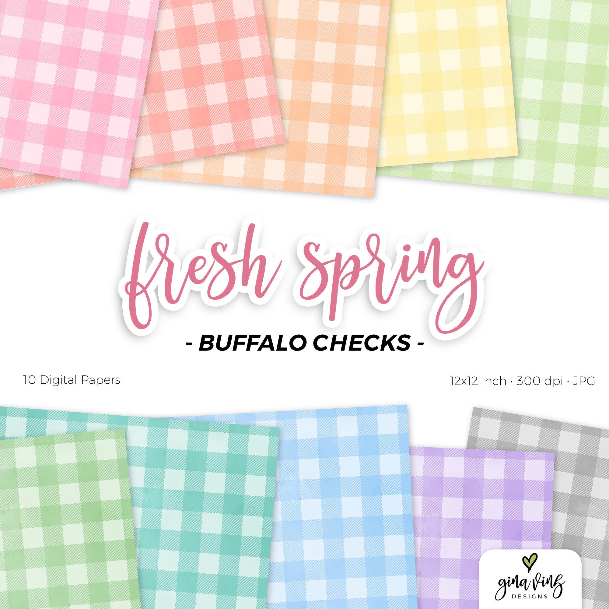 Fresh Spring Buffalo Check Digital Paper Pack Pastel Seamless Repeat ...