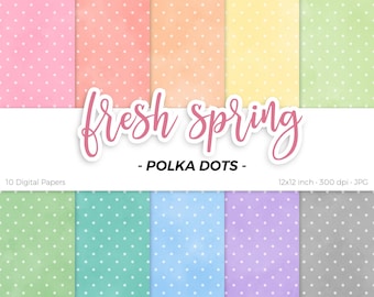 Fresh Spring Circles Digital Paper Pack Pastel Seamless Repeat Pattern ...