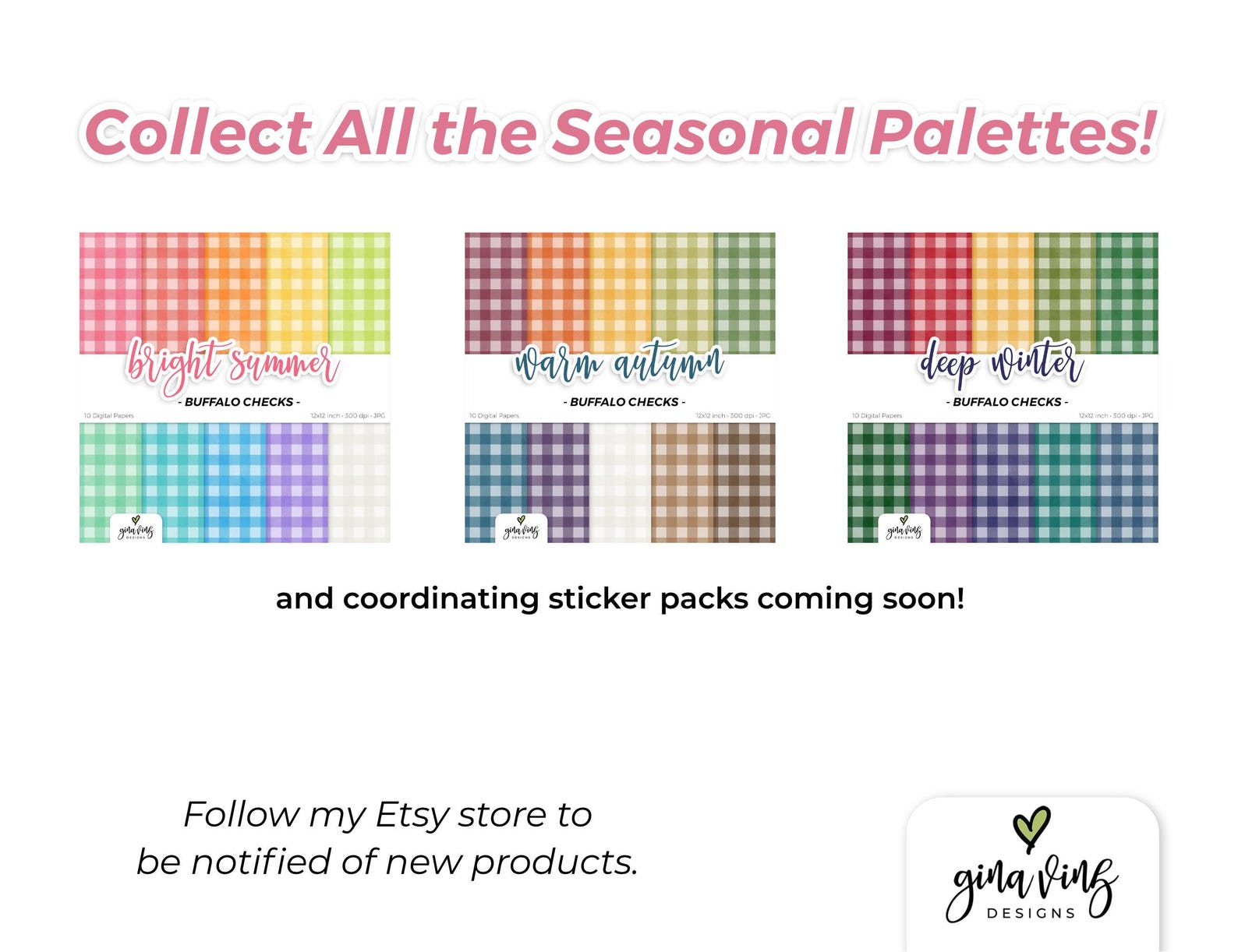 Fresh Spring Buffalo Check Digital Paper Pack Pastel Seamless Repeat ...