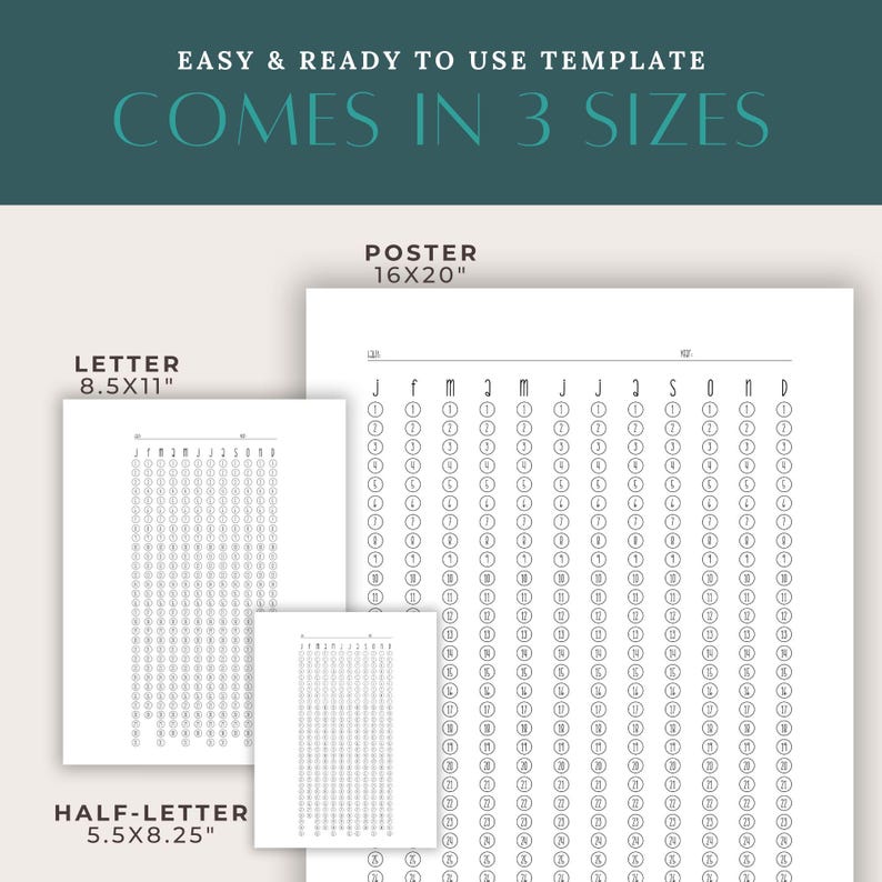 Yearly Habit Tracker - PRINTABLE Journal Page, Digital Planner, Annual ...
