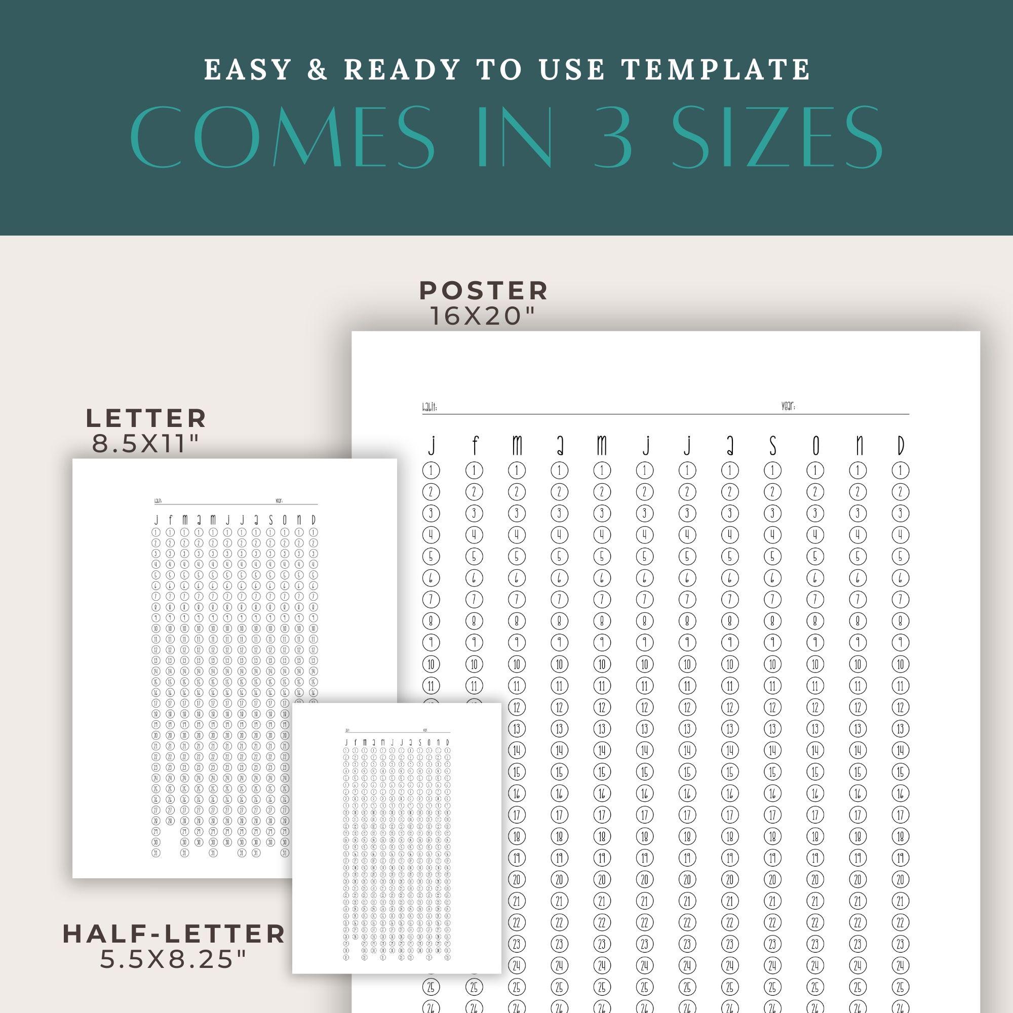 Yearly Habit Tracker - PRINTABLE Journal Page, Digital Planner, Annual ...