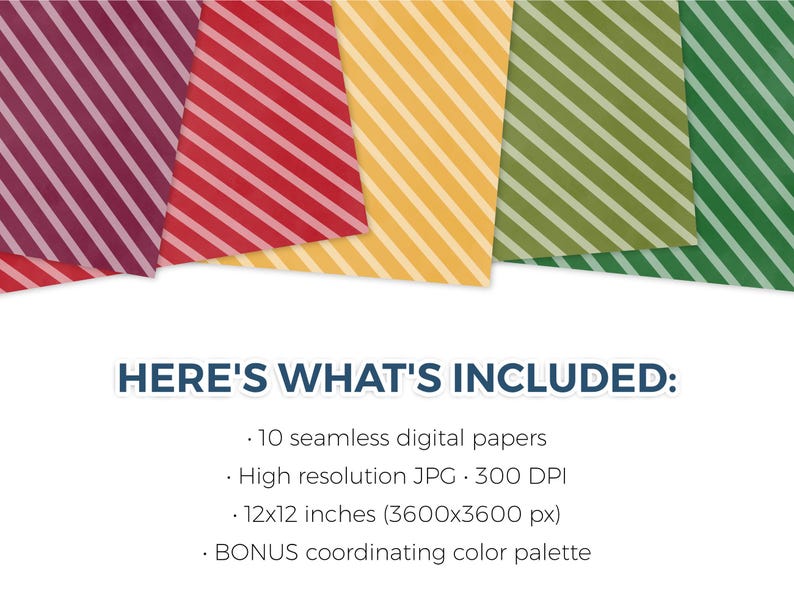 Deep Winter Diagonal Stripe Digital Paper Pack Jewel-tone Seamless ...