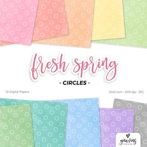 Fresh Spring Circles Digital Paper Pack Pastel Seamless Repeat Pattern ...