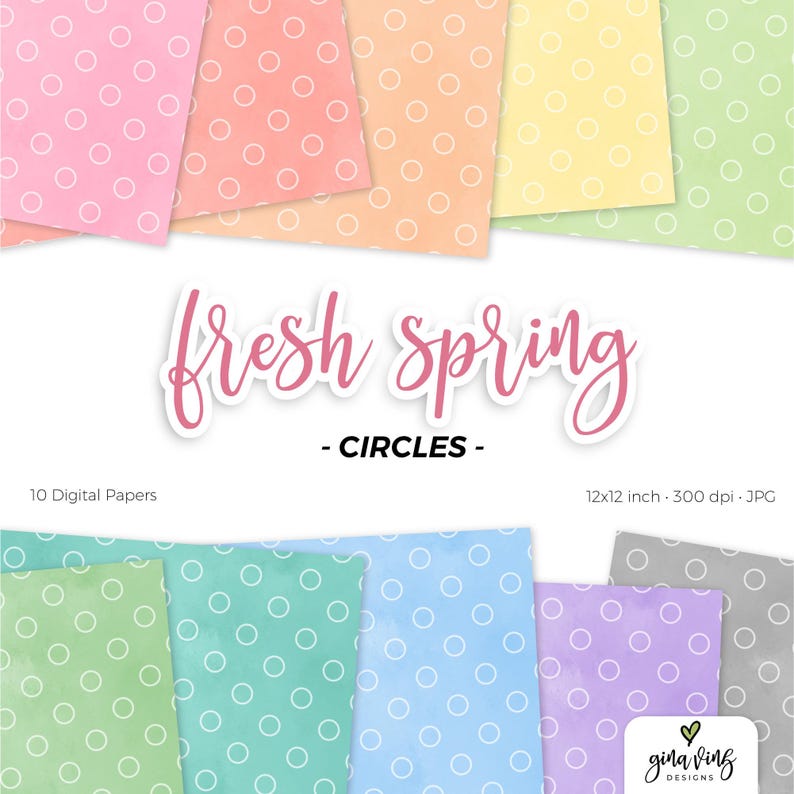 Fresh Spring Circles Digital Paper Pack Pastel Seamless Repeat Pattern ...