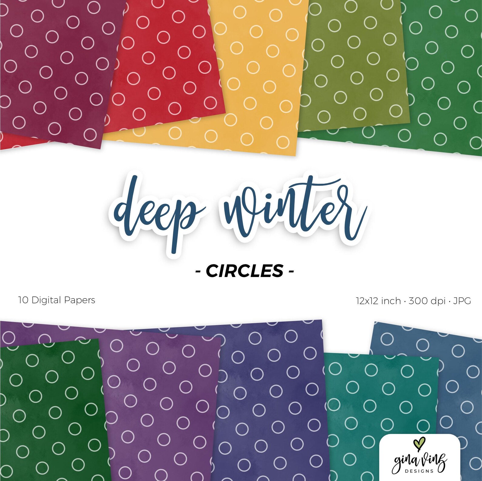 Deep Winter Circles Digital Paper Pack Jewel-tone Seamless Repeat ...