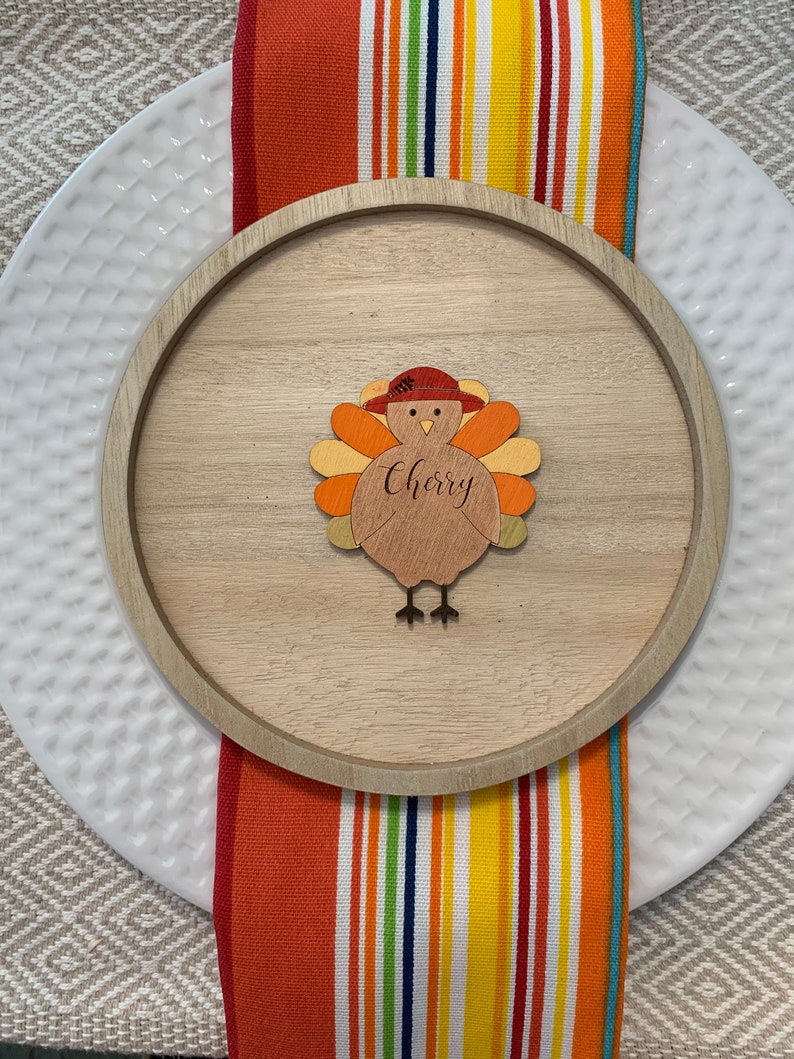 Thanksgiving Wooden Place Cards Laser Cut Names Girl Or Boy Etsy