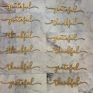 Wooden Thankful, Grateful, Blessed, Gather Place Cards. Customized Wood ...