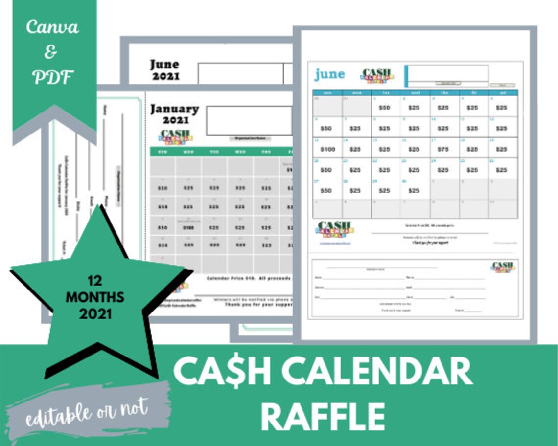 Editable Free Calendar Raffle Template