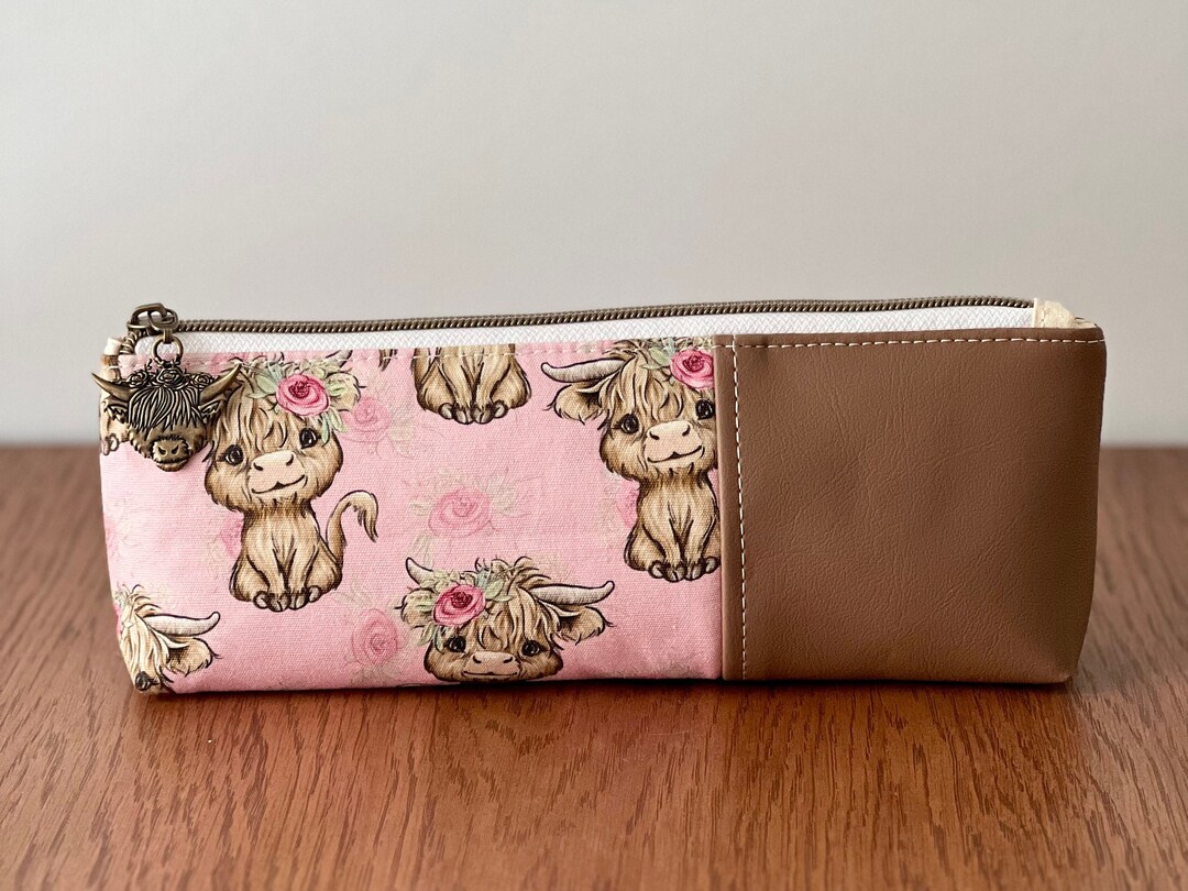 Pink Highland Cow Pencil Case - Etsy