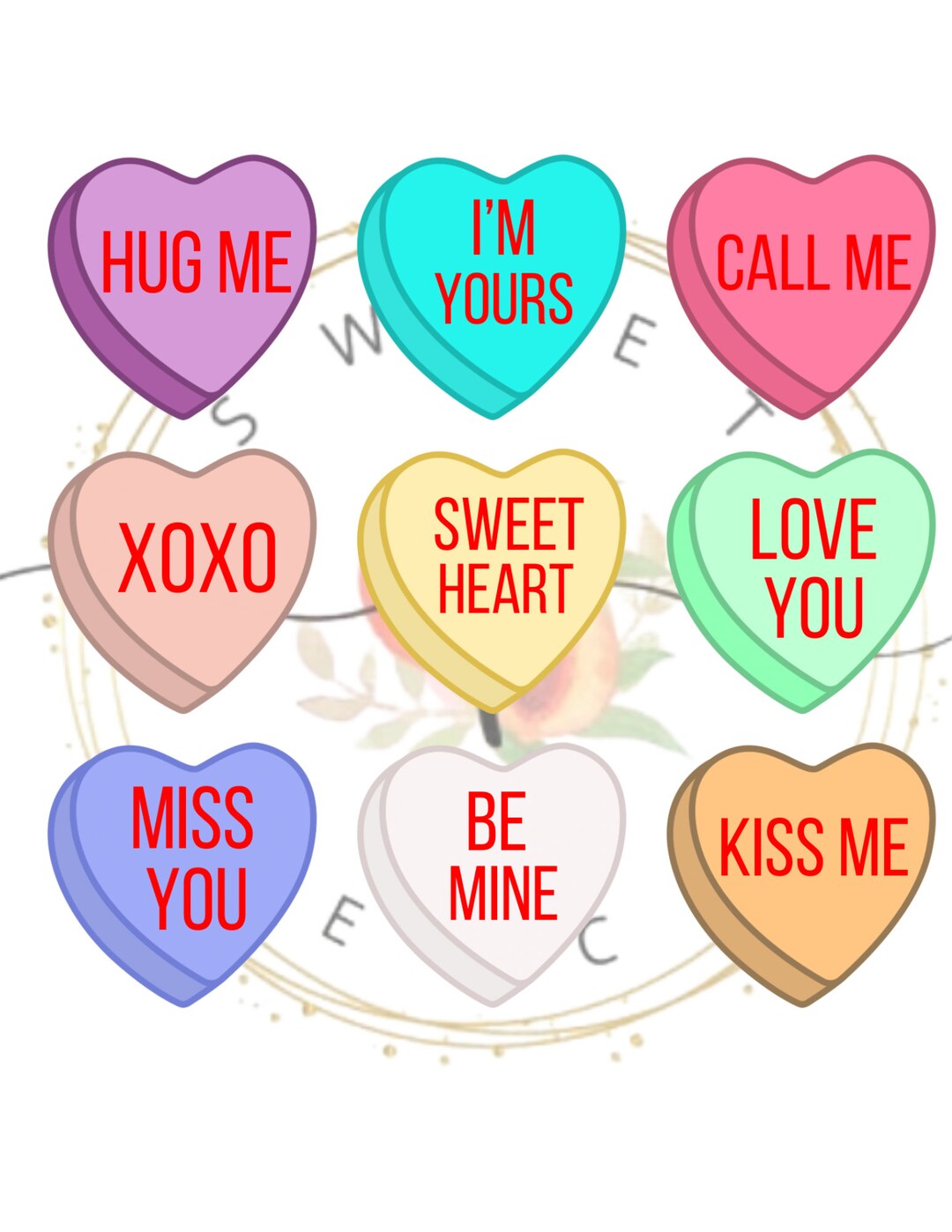 Valentine Conversation Hearts Png - Etsy