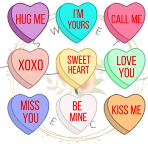 Valentine Conversation Hearts Png - Etsy