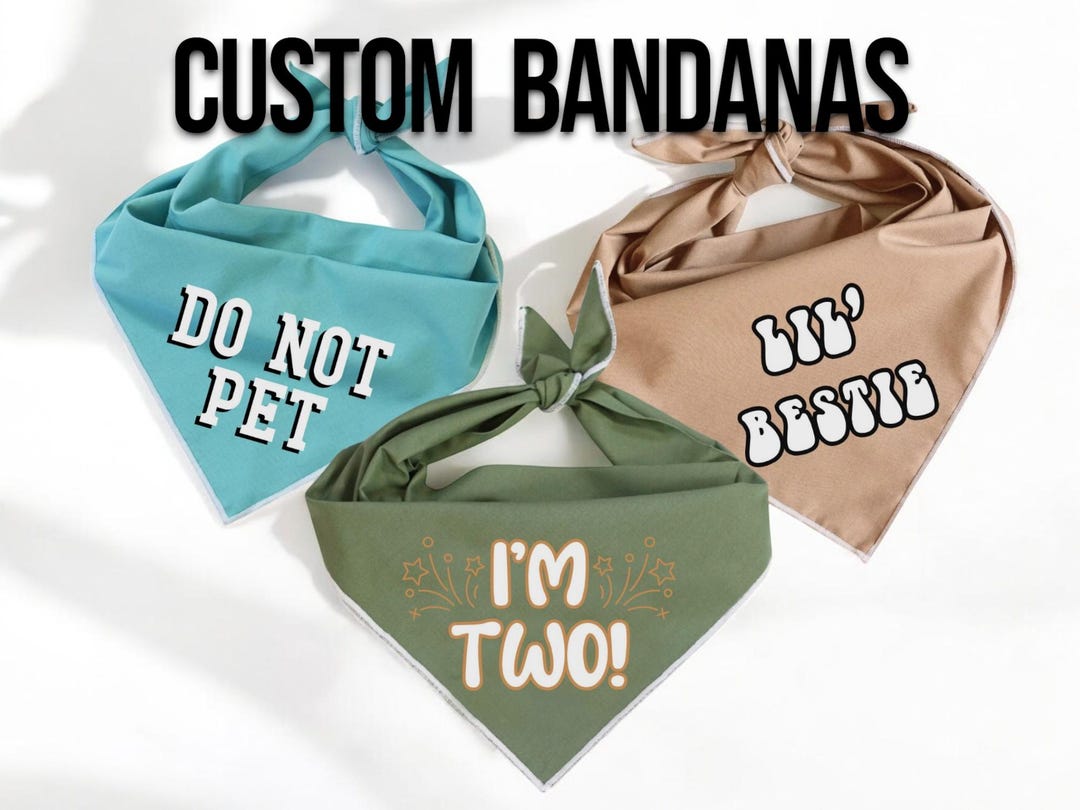 Custom Dog Bandanas Personalized Pet Scarf Fully Custom Text Name ...