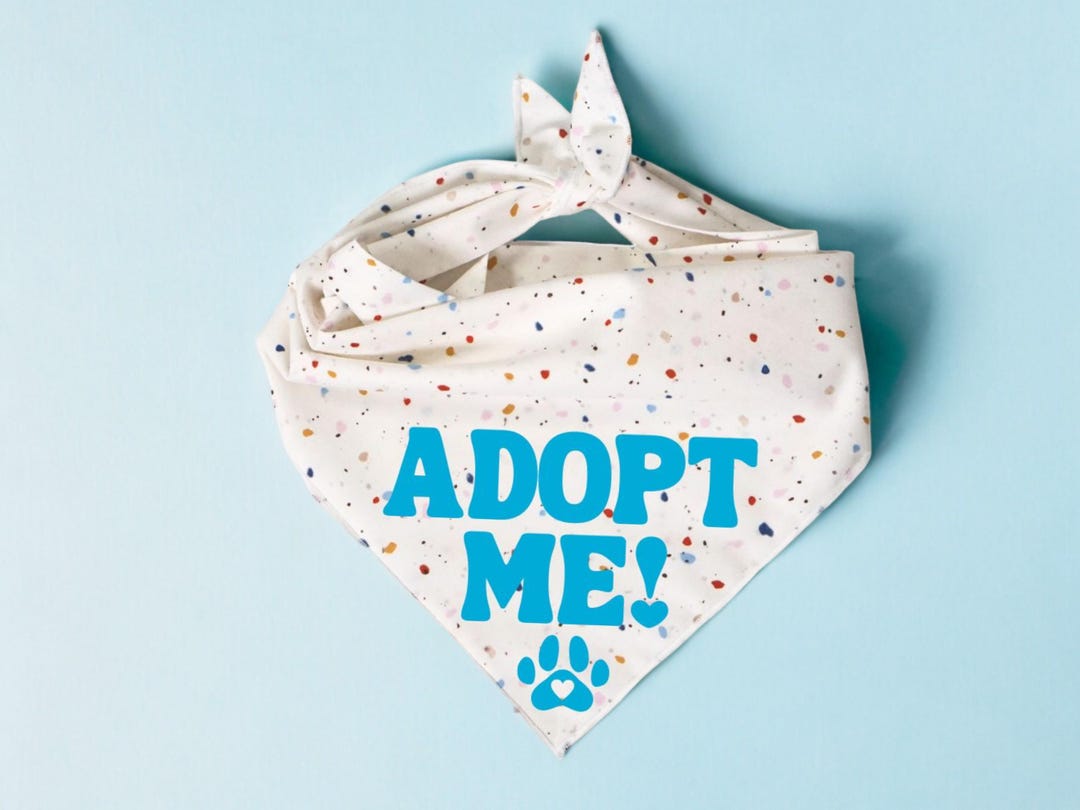 Adopt Me Dog Bandana: Rescue Shelter Dog Scarf, Snap-on or Tie-on - Etsy