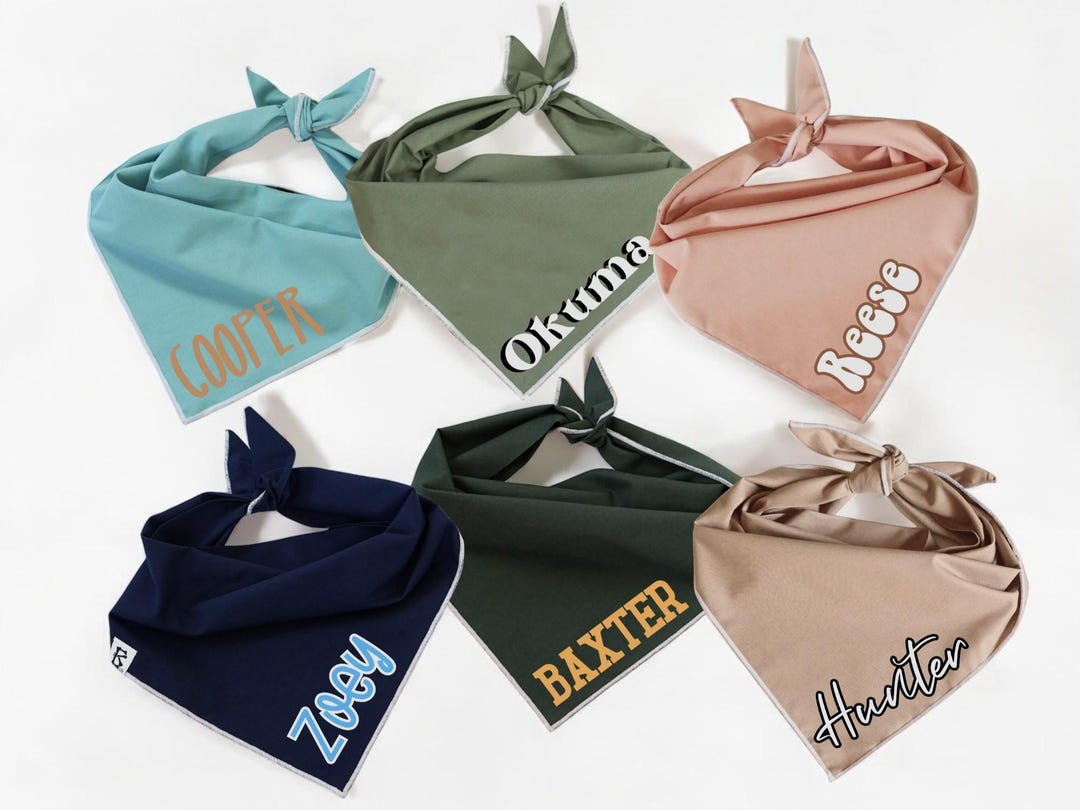 Personalized Dog Bandana: Custom Name Pet Bandana, Minimalist With Many ...