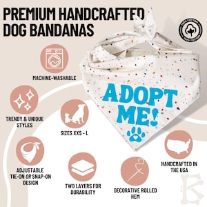 Adopt Me Dog Bandana: Rescue Shelter Dog Scarf, Snap-on or Tie-on - Etsy